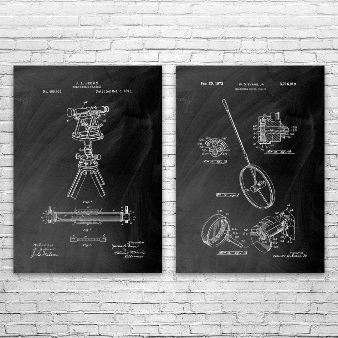 Surveying Patent Wall Art Set of 2 | Poster, Canvas or Framed ...