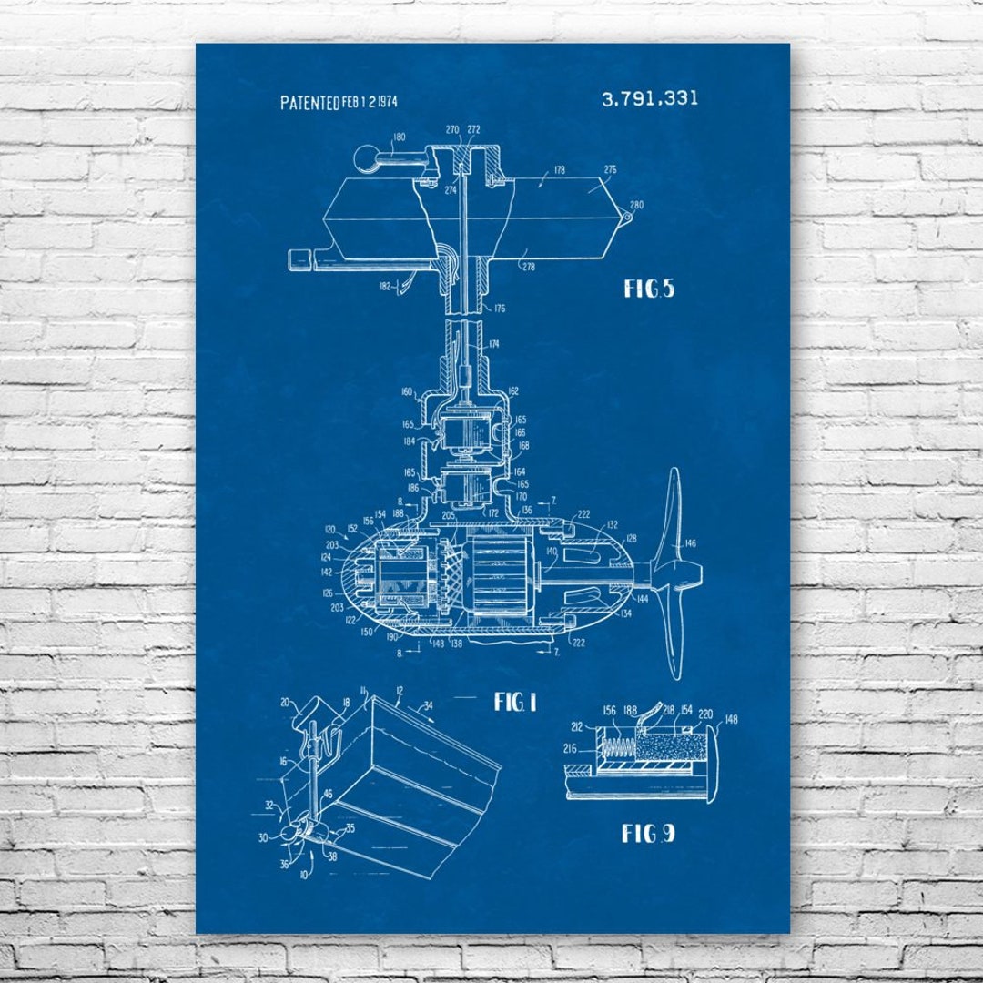 Electric Outboard Motor Poster Print, Retro Outboard Motor, Boat Motor ...