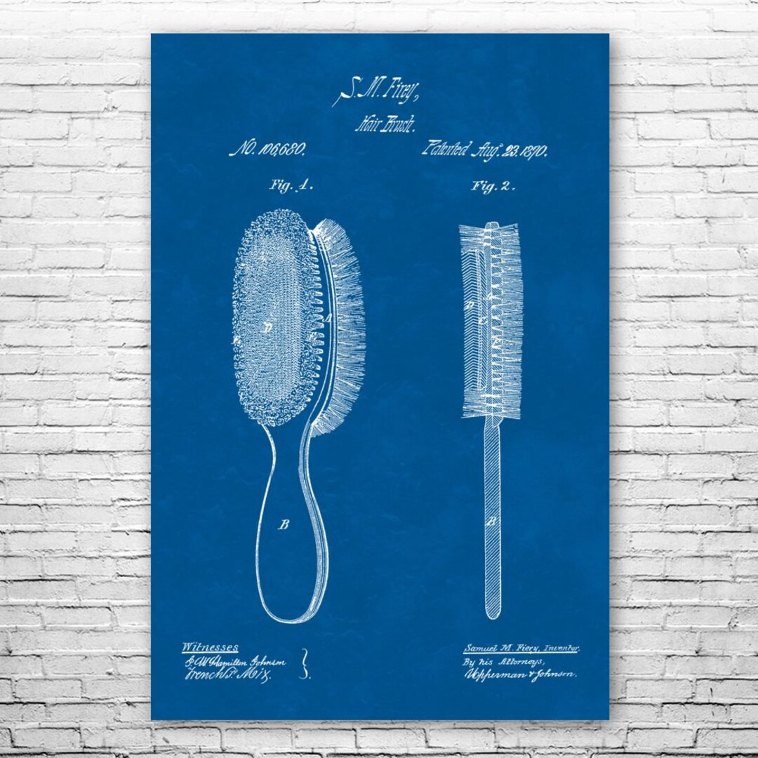 Hair Brush Poster Print, Bathroom Decor, Hair Stylist, Barber Gift ...