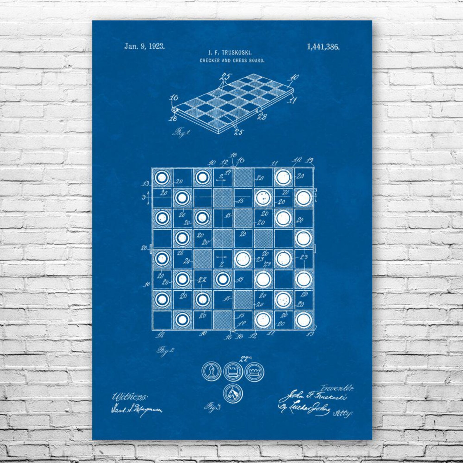 Checkers Board Poster Print, Chess Player Gift, Gaming Decor, Chess ...