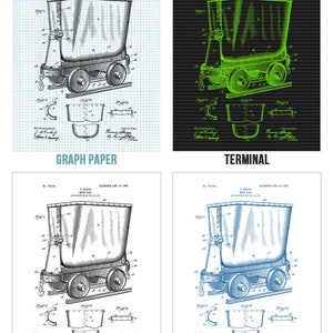 Mine Car Poster Print, Mining Decor, Gold Prospector, Miner Gift, Cart ...