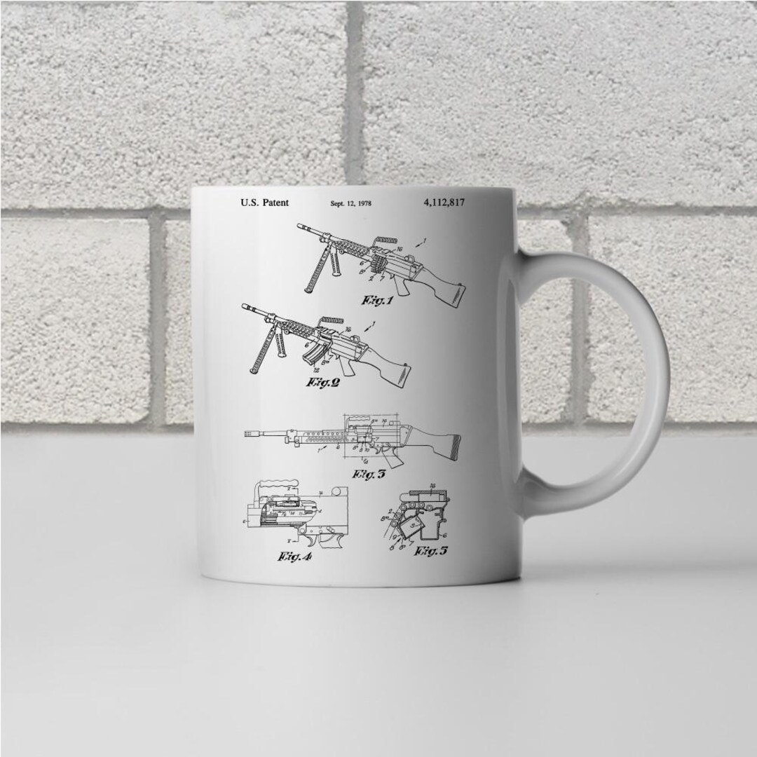 M249 SAW Machine Gun Patent Mug: Soldier Gift, Gun Blueprint - Etsy