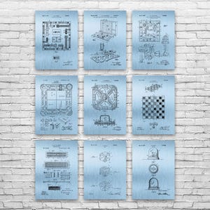 Board Game Patent Wall Art Set of 9 | Poster, Canvas or Framed ...