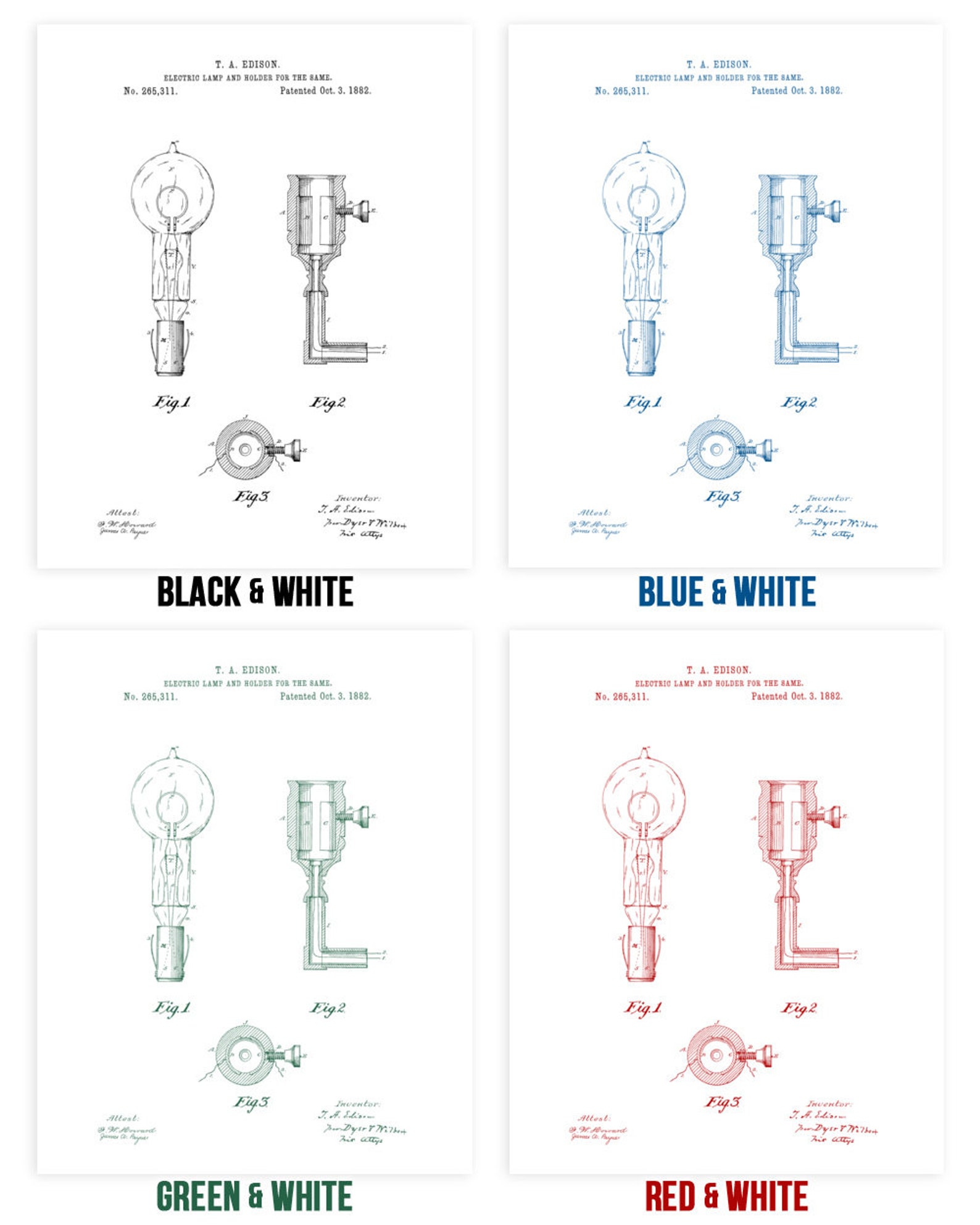 Edison Light Socket Poster Print Thomas Edison Art - Etsy