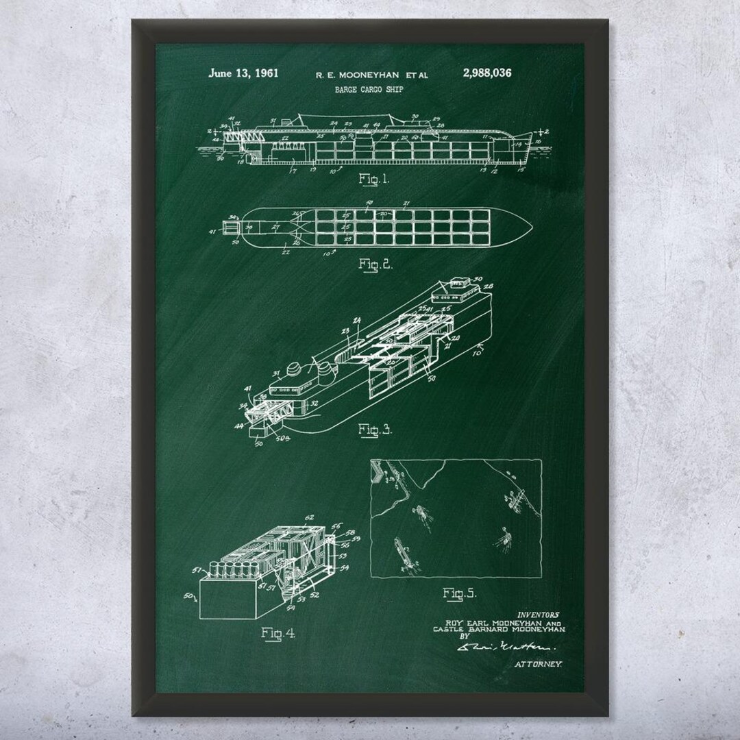 Framed Cargo Ship Wall Art Print, Longshoreman Gift, Harbor Master ...