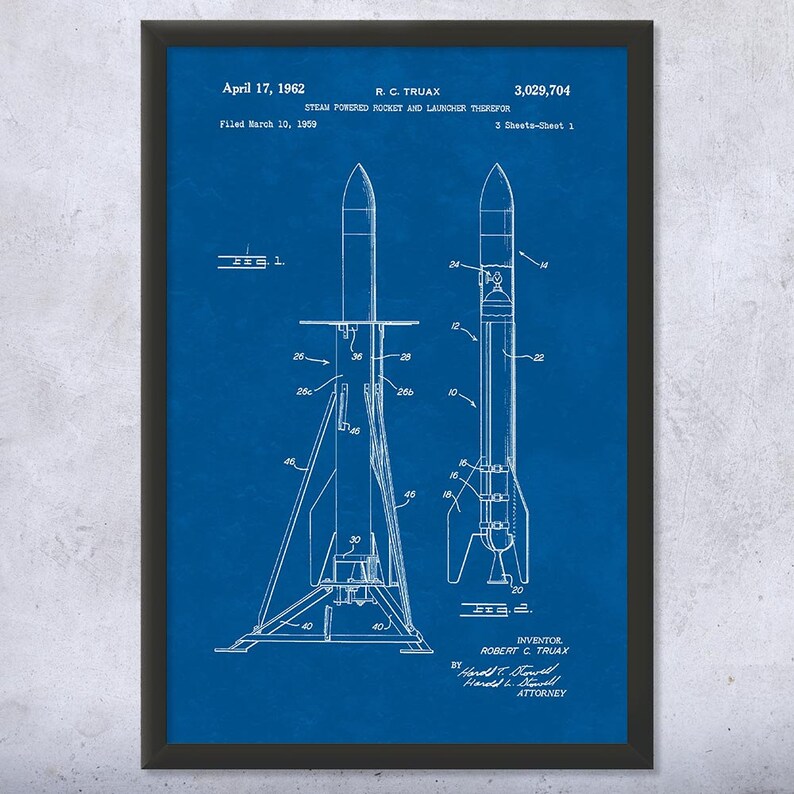 Framed Steam Powered Rocket Wall Art Print Science Teacher - Etsy