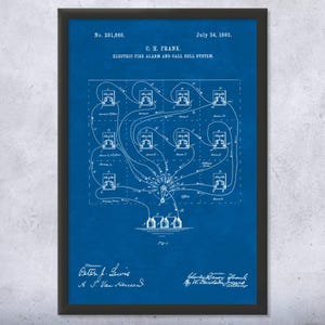 Fire Alarm System Patent Art Print: Bell Hanger Gift, Alarm Installer ...