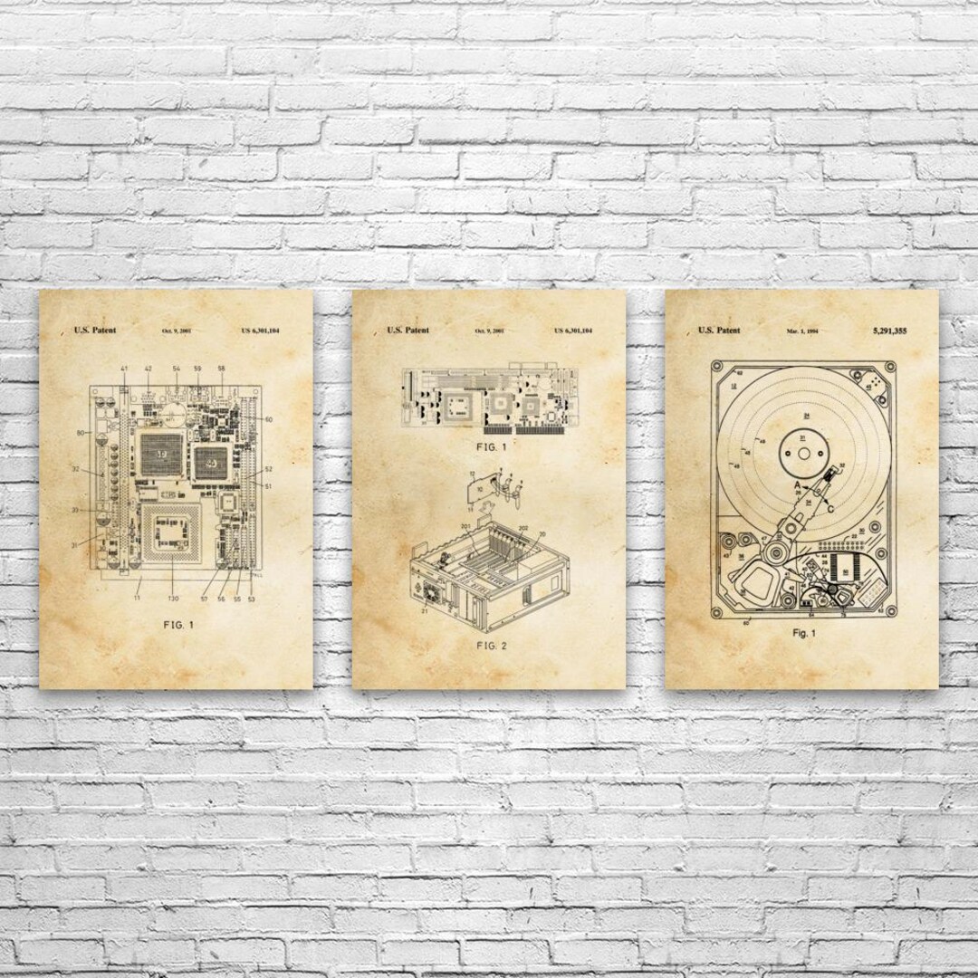 Computer Hardware Patent Wall Art Set of 3: Computer Decor, Lab Art - Etsy