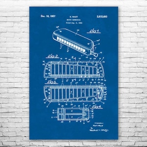 Chromatic Harmonica Poster Print, Harmonica Decor, Blues Player Gift ...