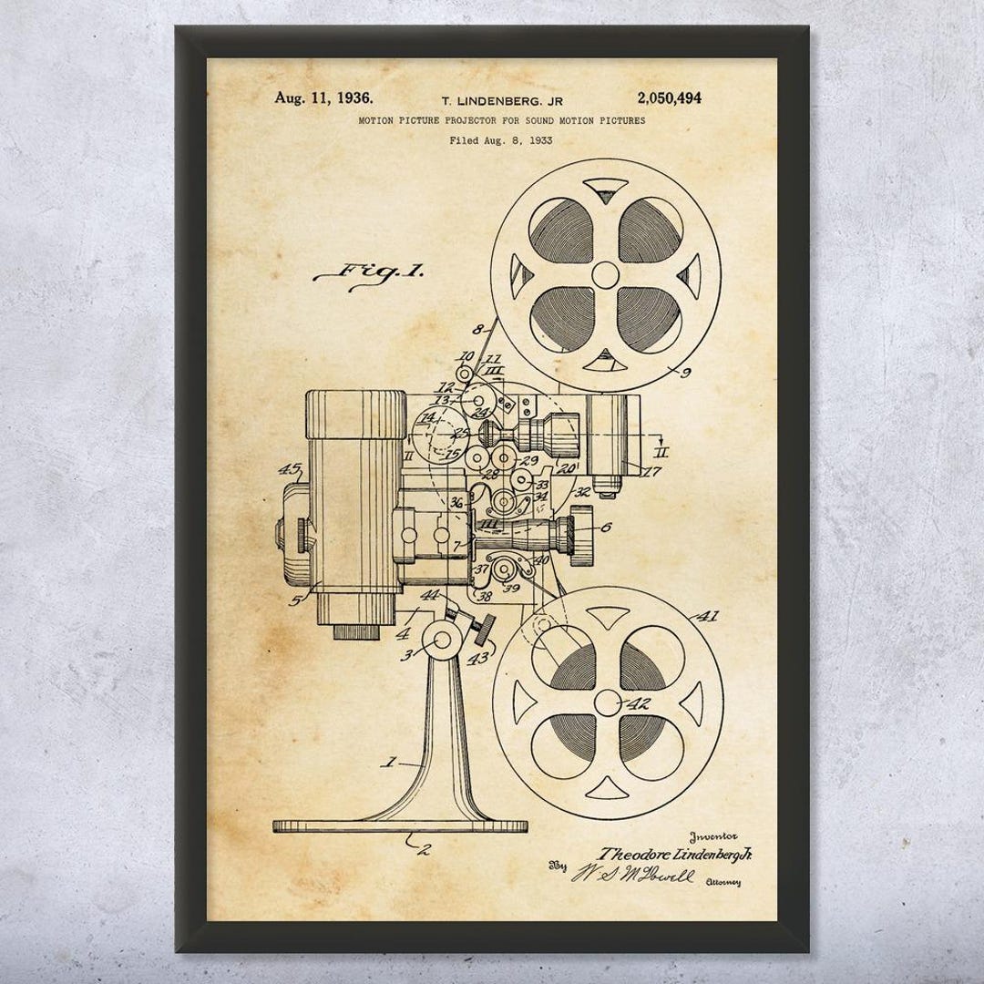 Film Projector Patent Wall Art | Poster, Canvas or Framed | Actor Gift ...