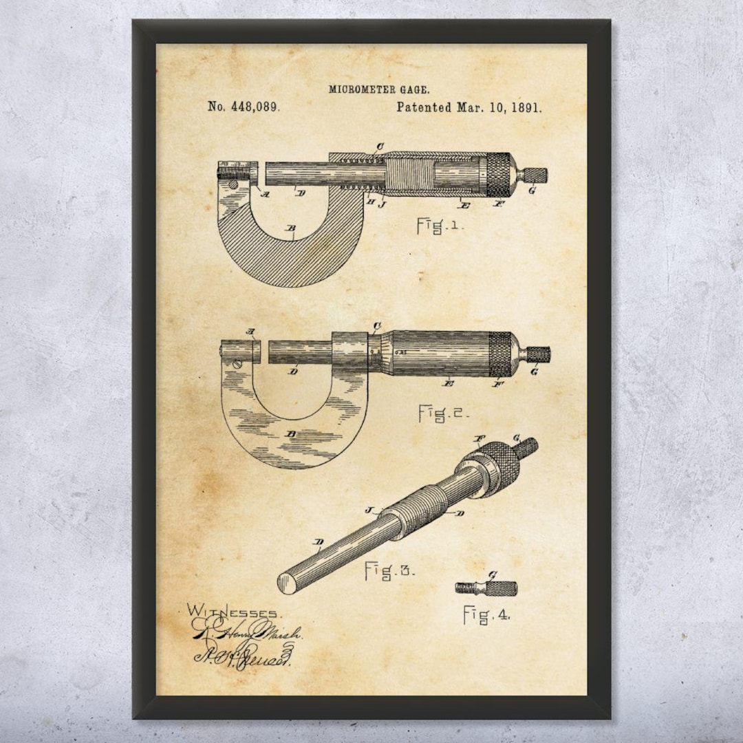 Micrometer Gauge Patent Art Print: Engineer Gift, Micrometer Art - Etsy