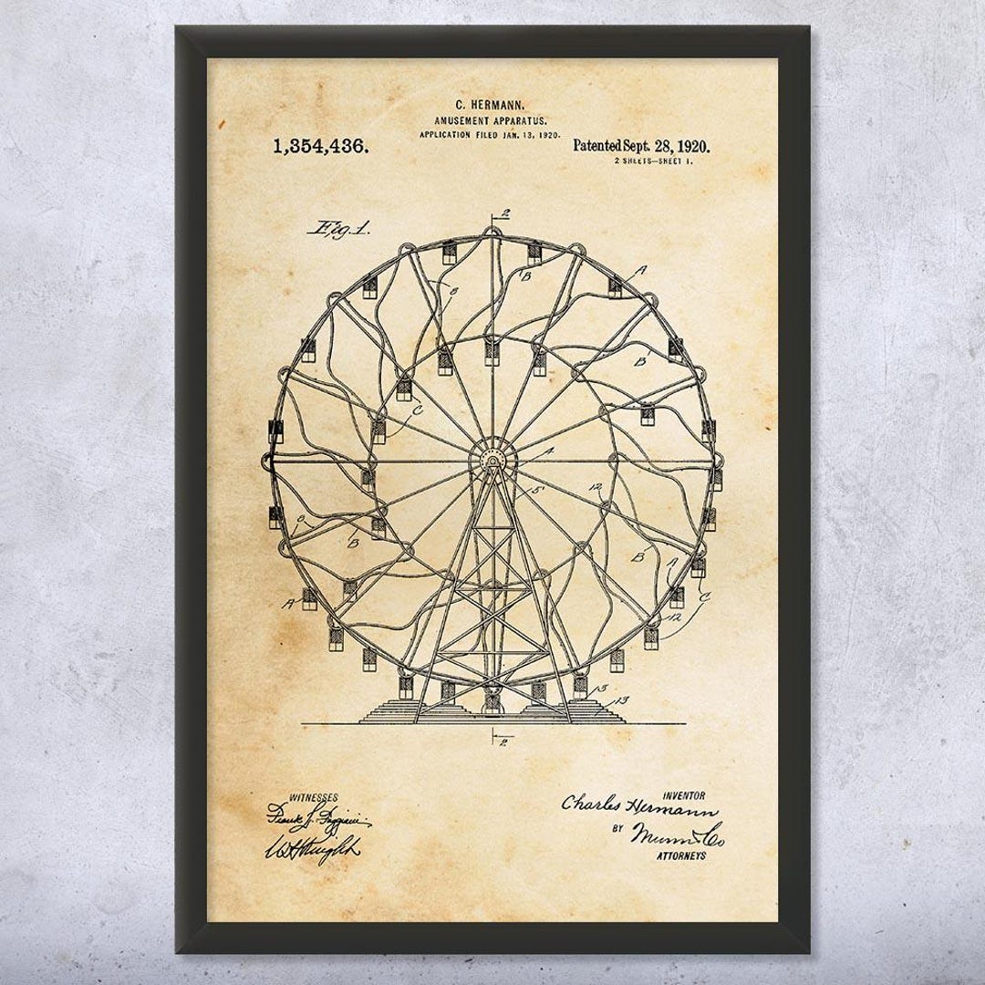 Ferris Wheel Patent Art Print: Carnival Gift, Carnival Ride Art - Etsy