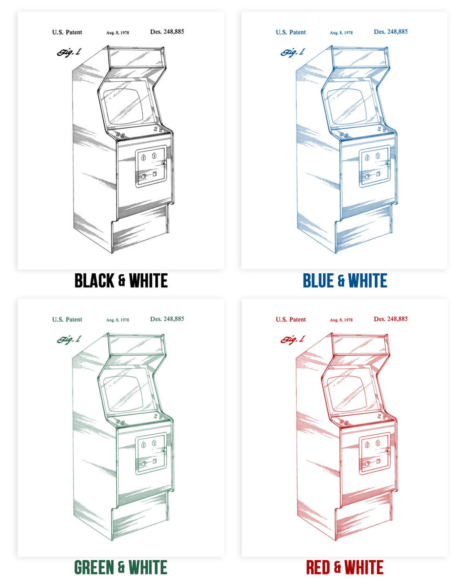 Arcade Patent Prints Set of 2 Arcade Blueprint Video Game - Etsy UK