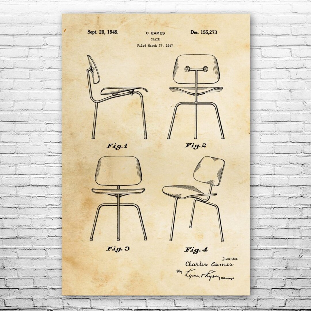Chair Poster Print, 50s Nostalgia, Designer Gifts, Chair Blueprint ...