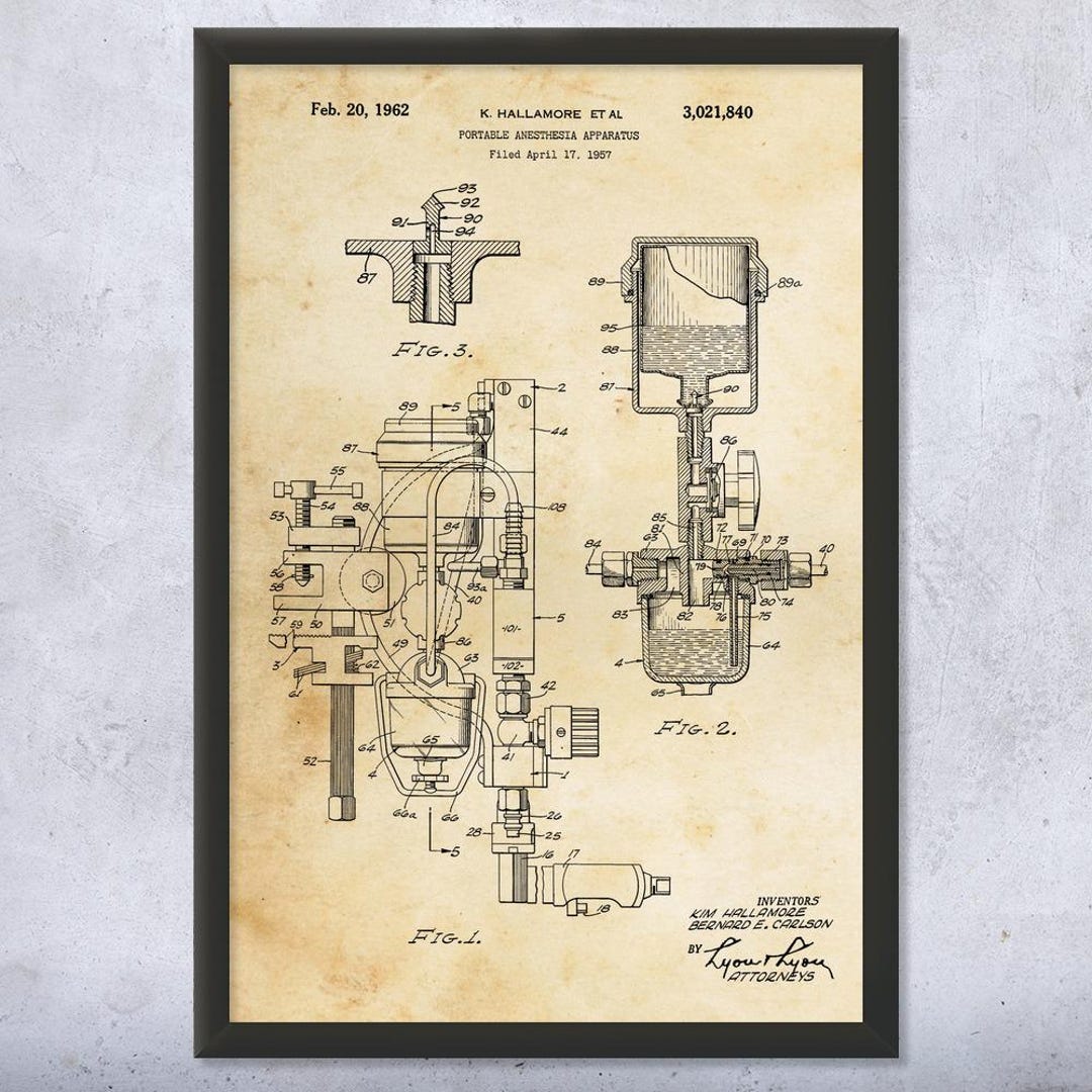 Anesthesia Machine Patent Art Print: Nurse Gift, Medical Blueprint - Etsy