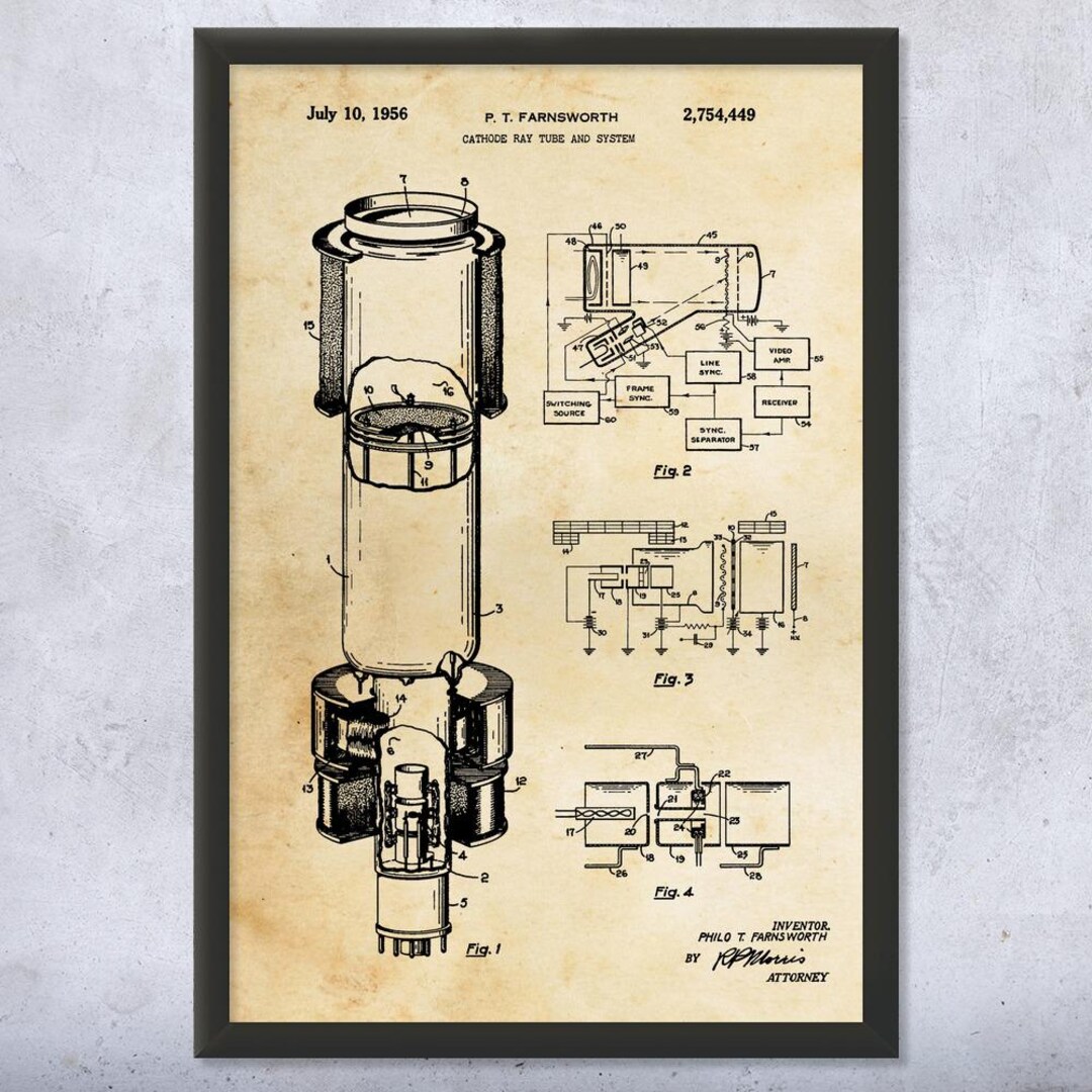 Farnsworth Cathode Ray Tube Patent Art Print: Computer Lab Art ...