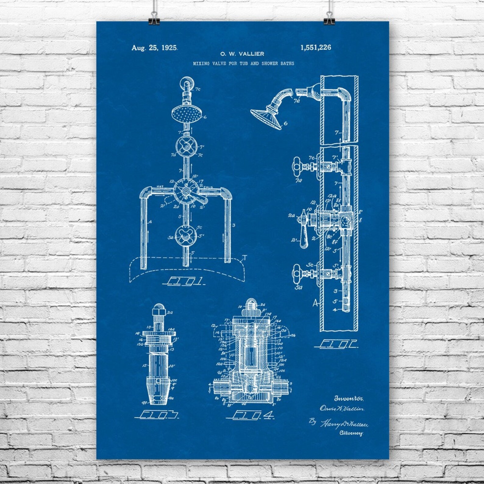 Shower Faucet Valves Poster Print Plumber Gift Restroom Wall | Etsy
