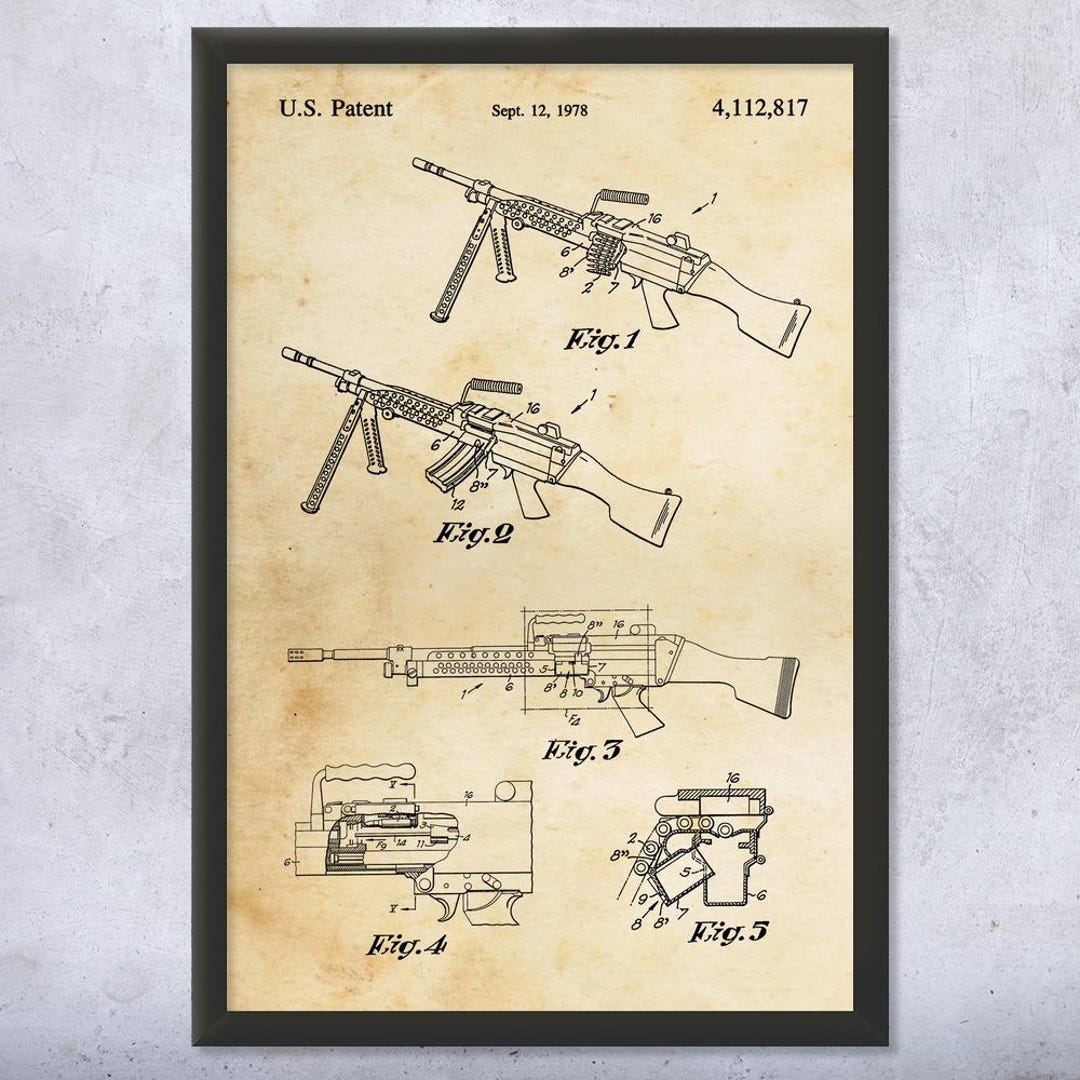 M249 SAW Machine Gun Patent Art Print: Soldier Gift, Gun Blueprint - Etsy