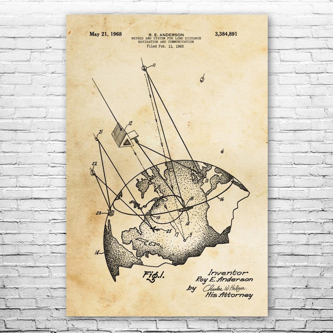 GPS Navigation Satellite Poster Print, Telecom Gift, Weather Scientist ...