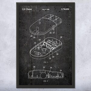 Computer Mouse Patent Wall Art | Poster, Canvas or Framed | Computer ...