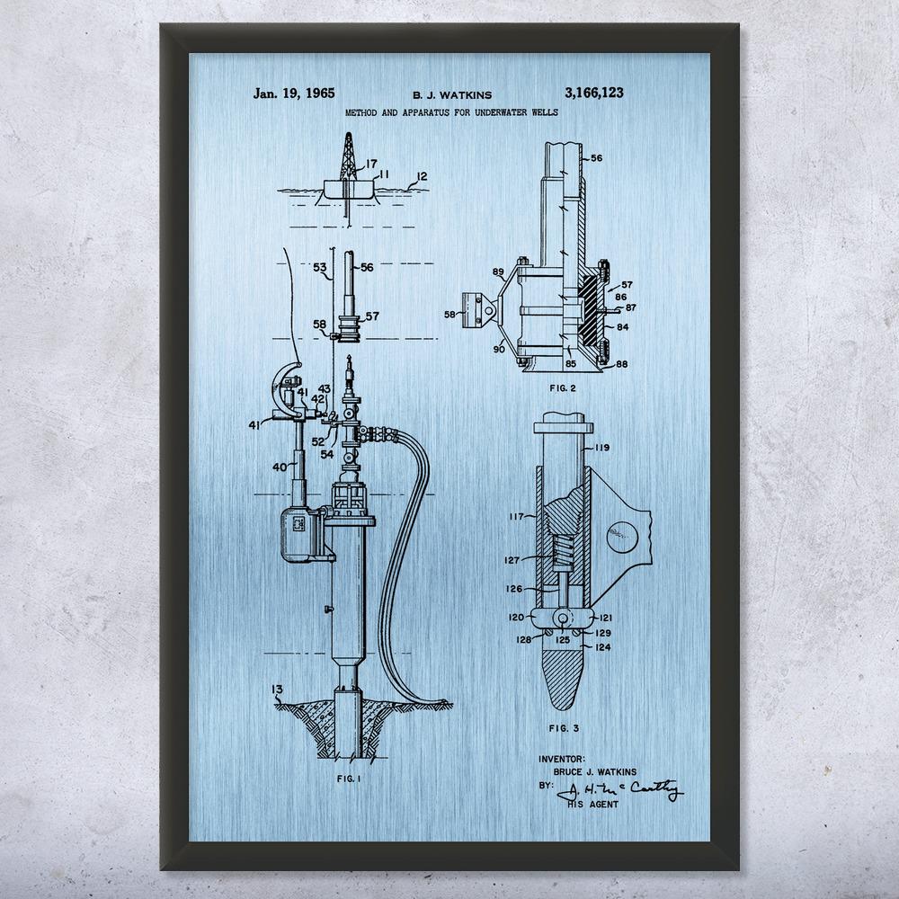 Underwater Wellhead Patent Art Print: Roughneck Gift, Well Head ...