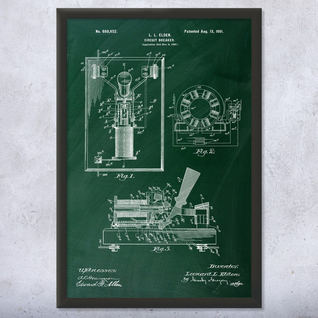 Framed Circuit Breaker Wall Art Print, Electrician Gift, Circuit ...