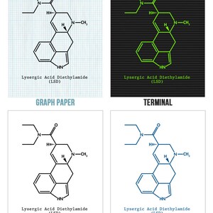 Psychedelic Molecule Posters Set of 3, Acid Art Print, Stoner Gift, Lsd ...