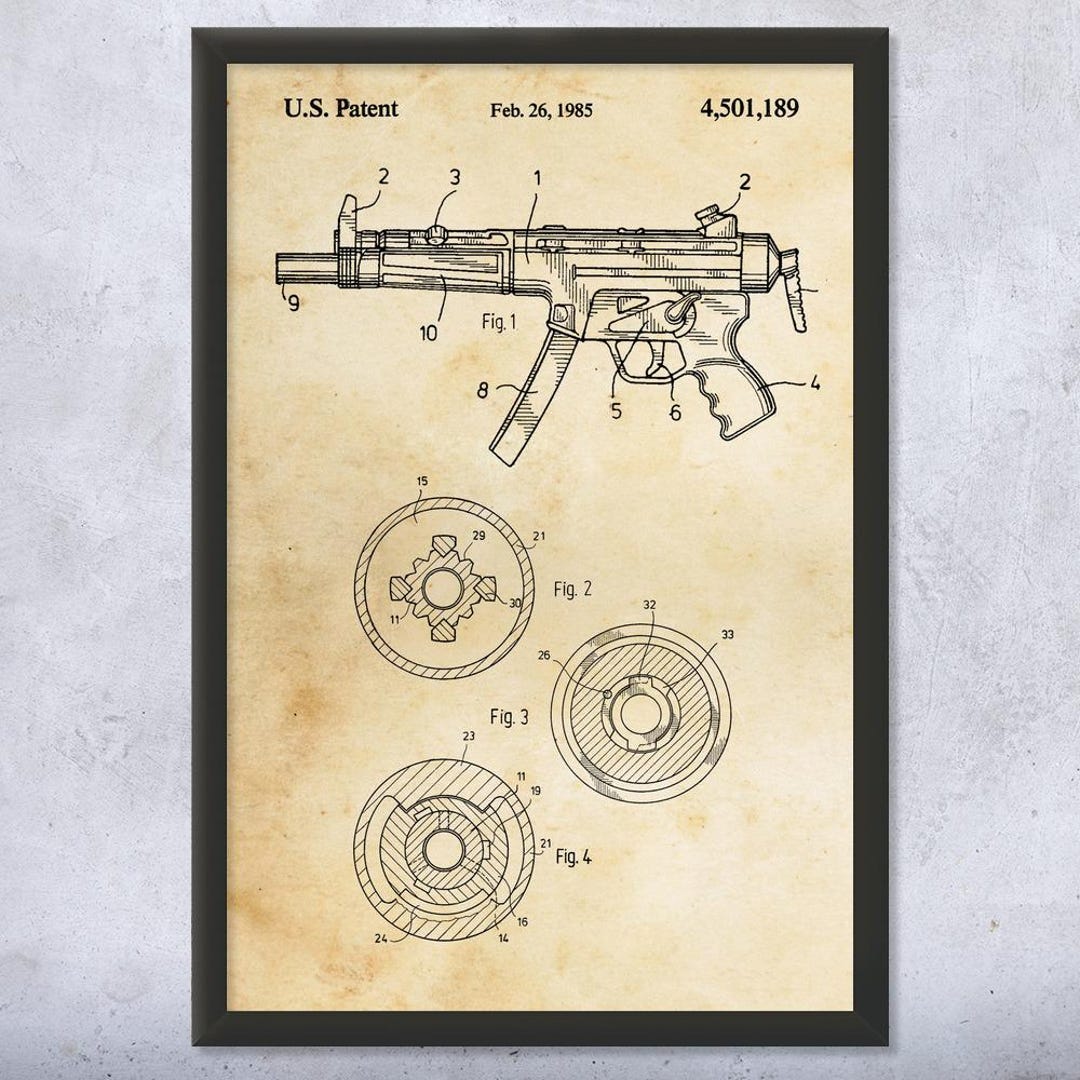 MP5 Submachine Gun Patent Art Print: SWAT Team, Military Gift - Etsy