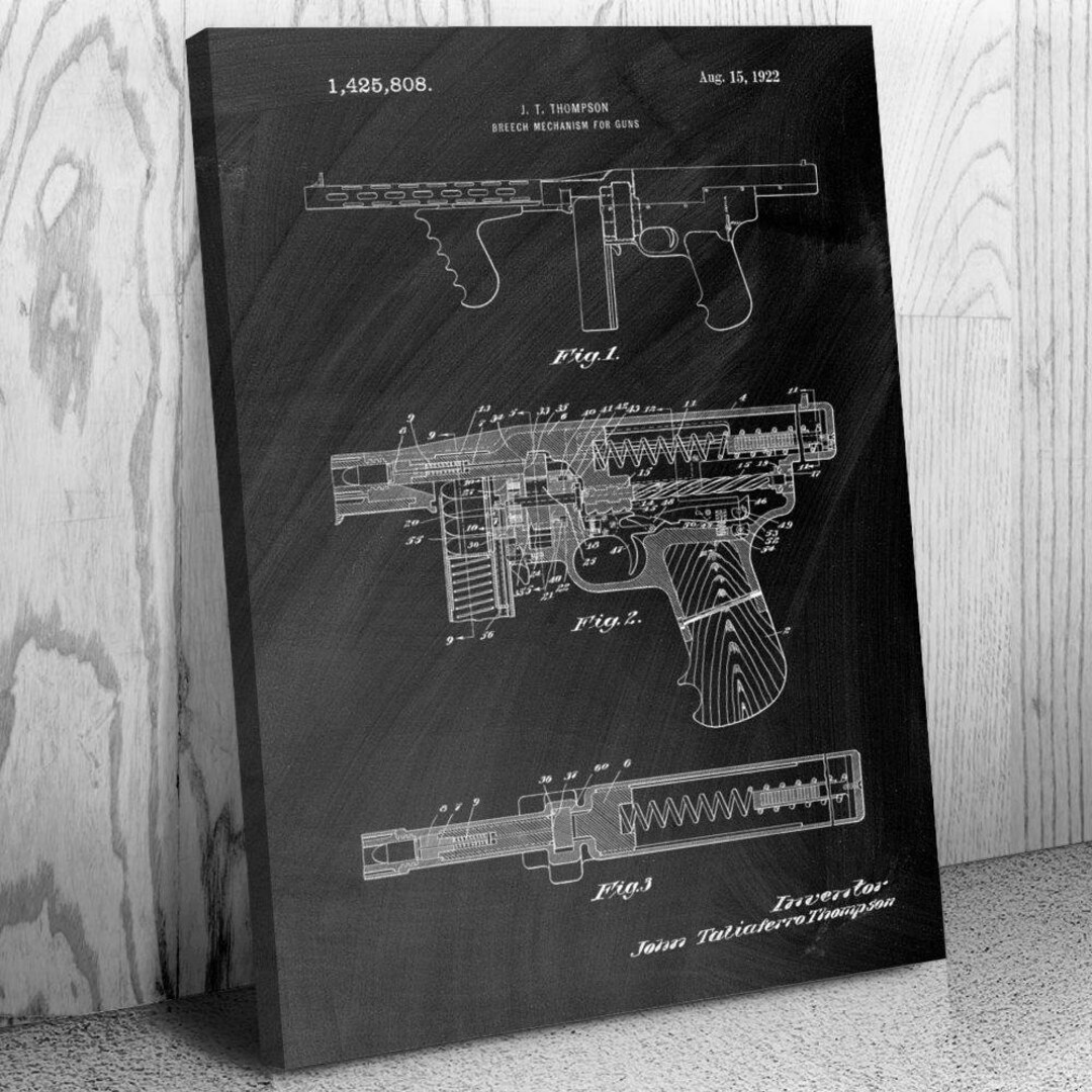 Tommy Gun Canvas Print, Thompson Machine Gun, Prohibition Wall Art, Gun ...