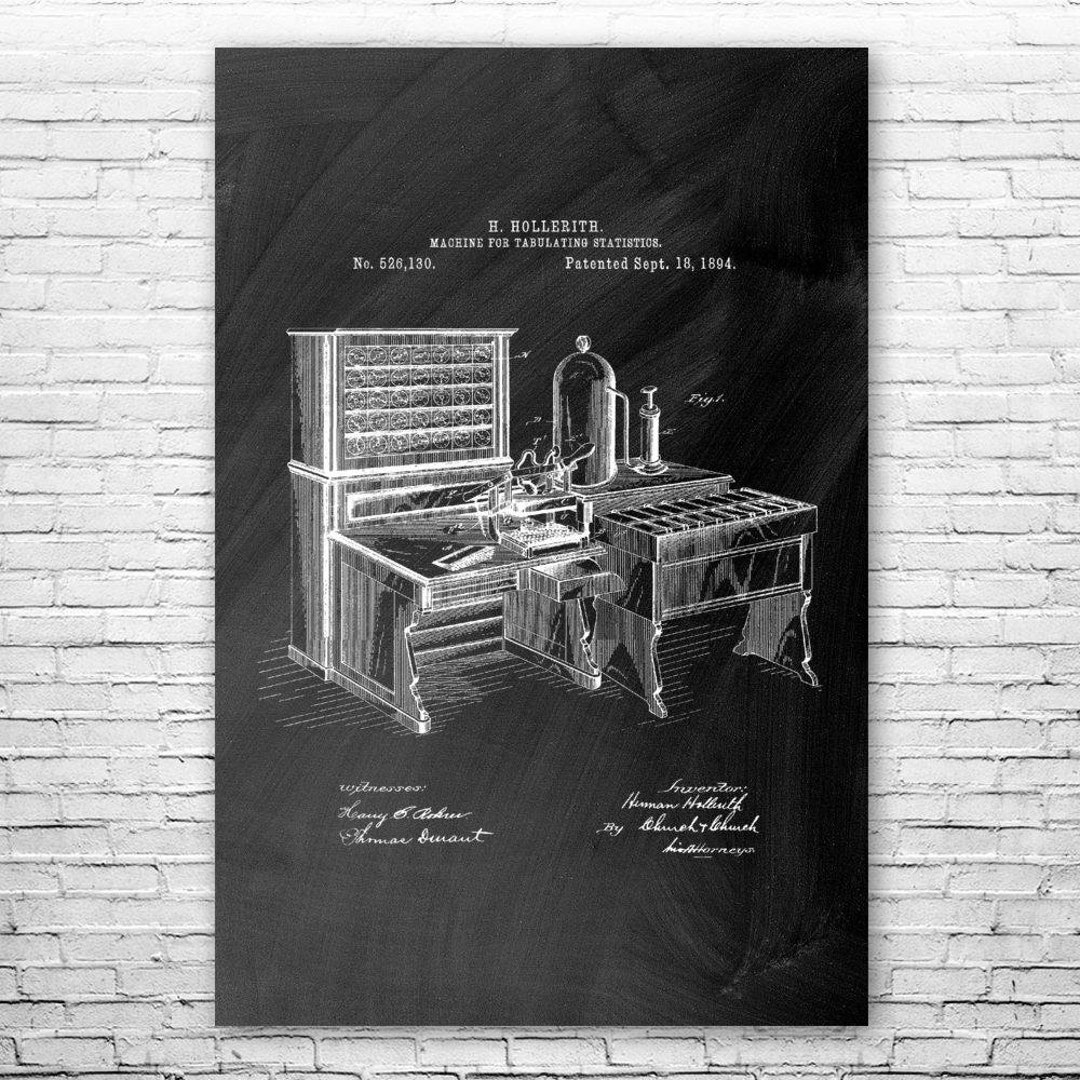 Hollerith Tabulating Machine Poster Print, Computer Lab Art, Retro ...