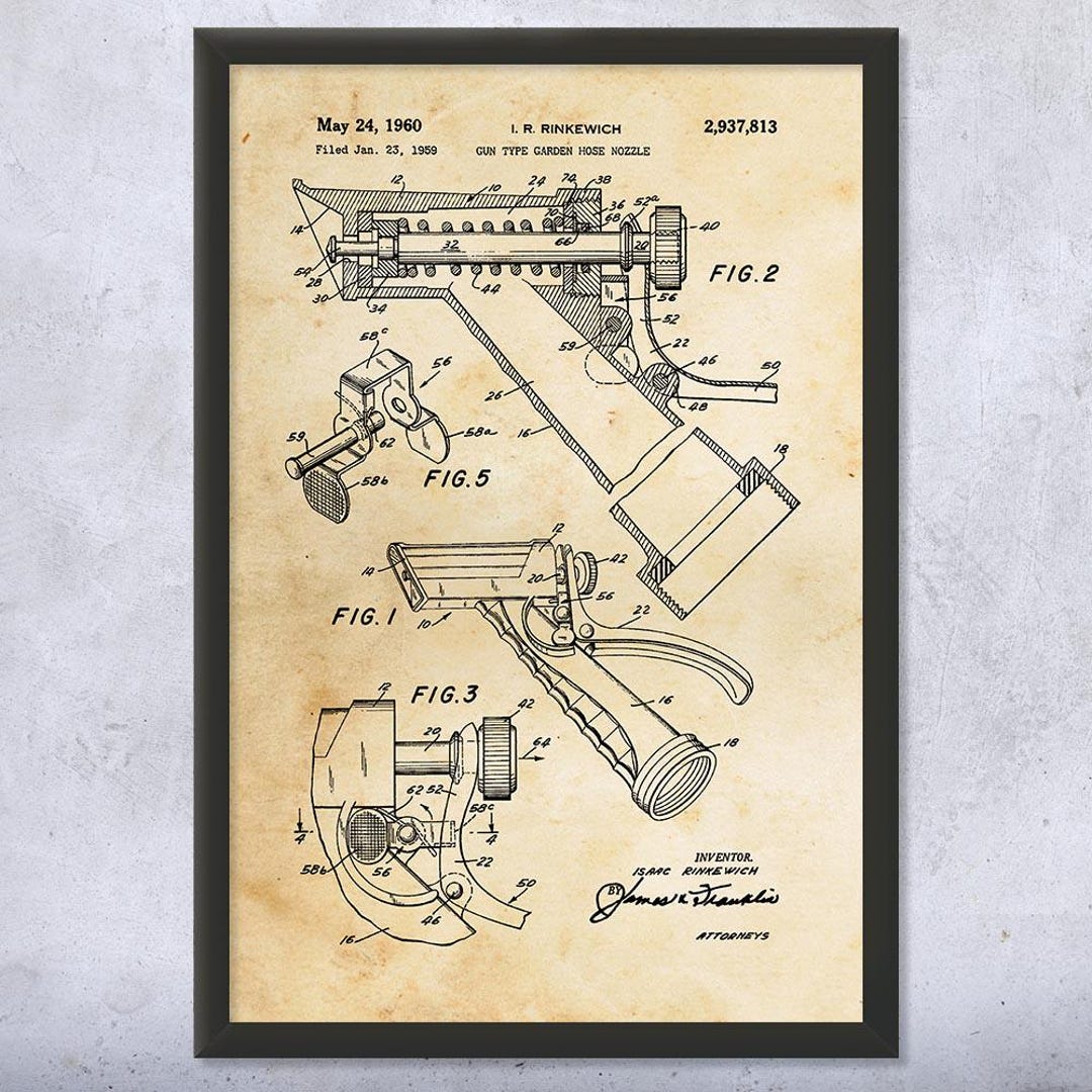 Garden Hose Sprayer Patent Art Print: Garage Wall Art, Gardener Gift - Etsy