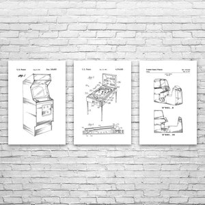 Arcade Patent Posters Set of 3, Arcade Blueprint, Video Game Art, Game ...