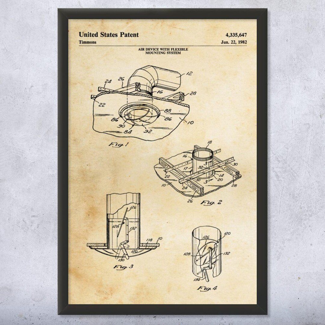 Ceiling Air Vent Patent Wall Art | Poster, Canvas or Framed | Ac ...