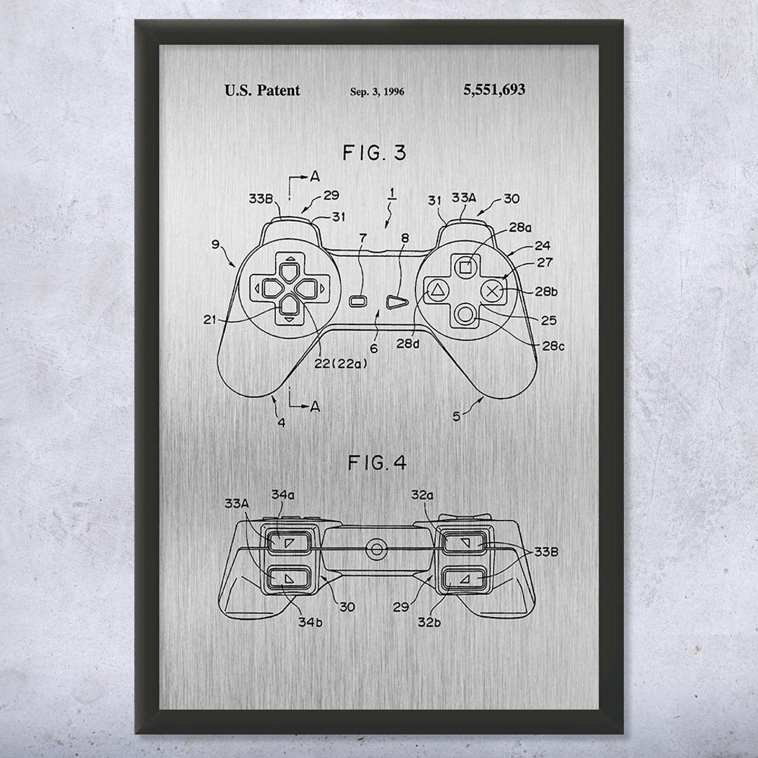 Framed PS1 Controller Wall Art Print PS1 Art Print - Etsy