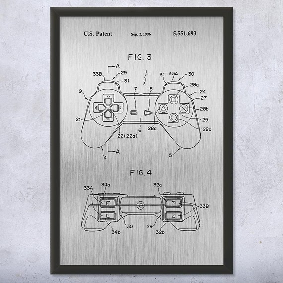 Framed PS1 Controller Wall Art Print PS1 Art Print - Etsy