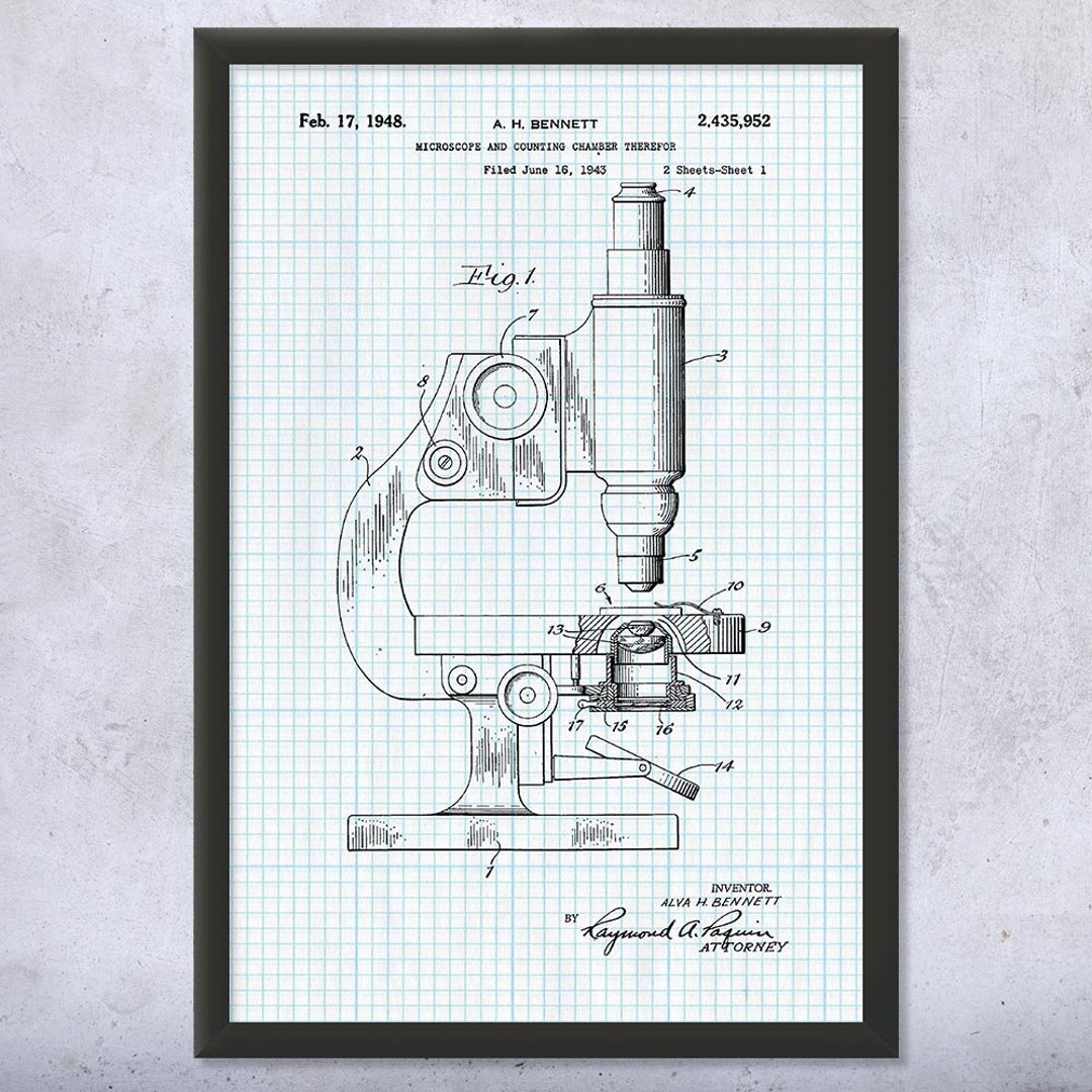 Framed Microscope Wall Art Print, Microbiologist Gift, Science Decor ...