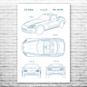 S2000 Poster Print, Roadster Art Print, Car Blueprint, Racing Wall Art ...