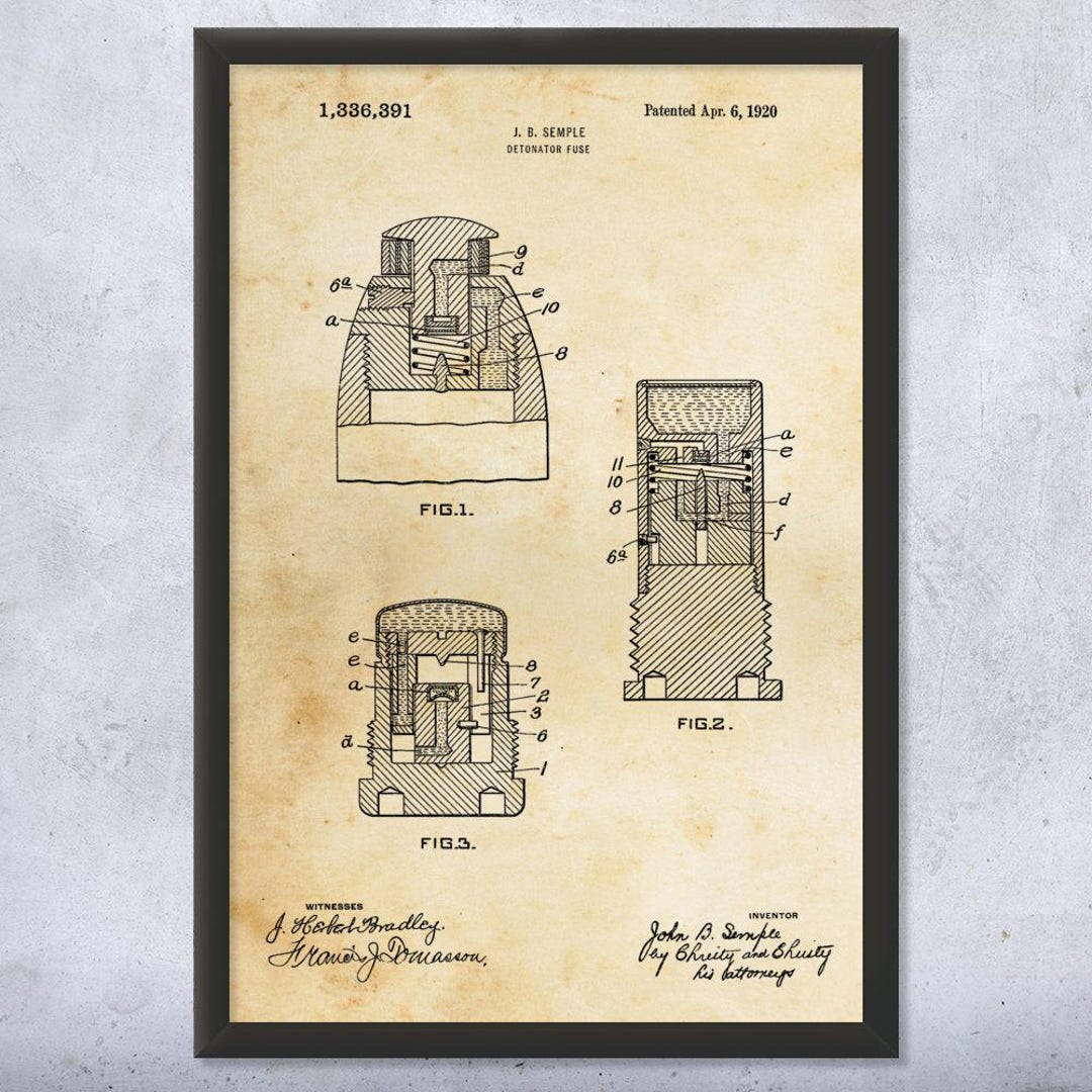 Detonator Fuse Patent Art Print: Veteran Gift, Law Enforcement Art - Etsy