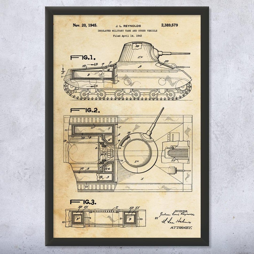 WW2 Tank Patent Art Print: World War 2 Art, Tank Blueprint - Etsy