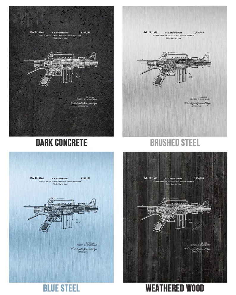 M16 Rifle Poster Print Gun Club Art AR-15 Blueprint Soldier - Etsy