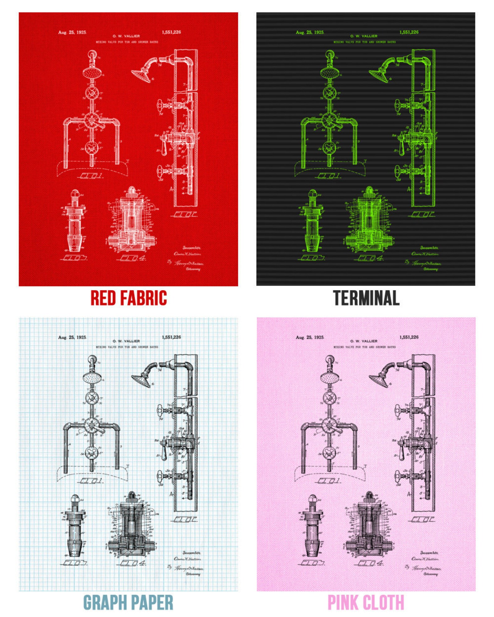 Shower Faucet Valves Poster Print Plumber Gift Restroom Wall | Etsy