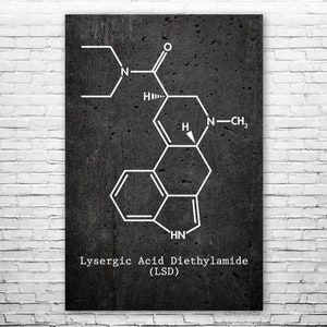 LSD Molecule Poster Print, Acid Art Print, Stoner Gift, Lsd Art, Head ...
