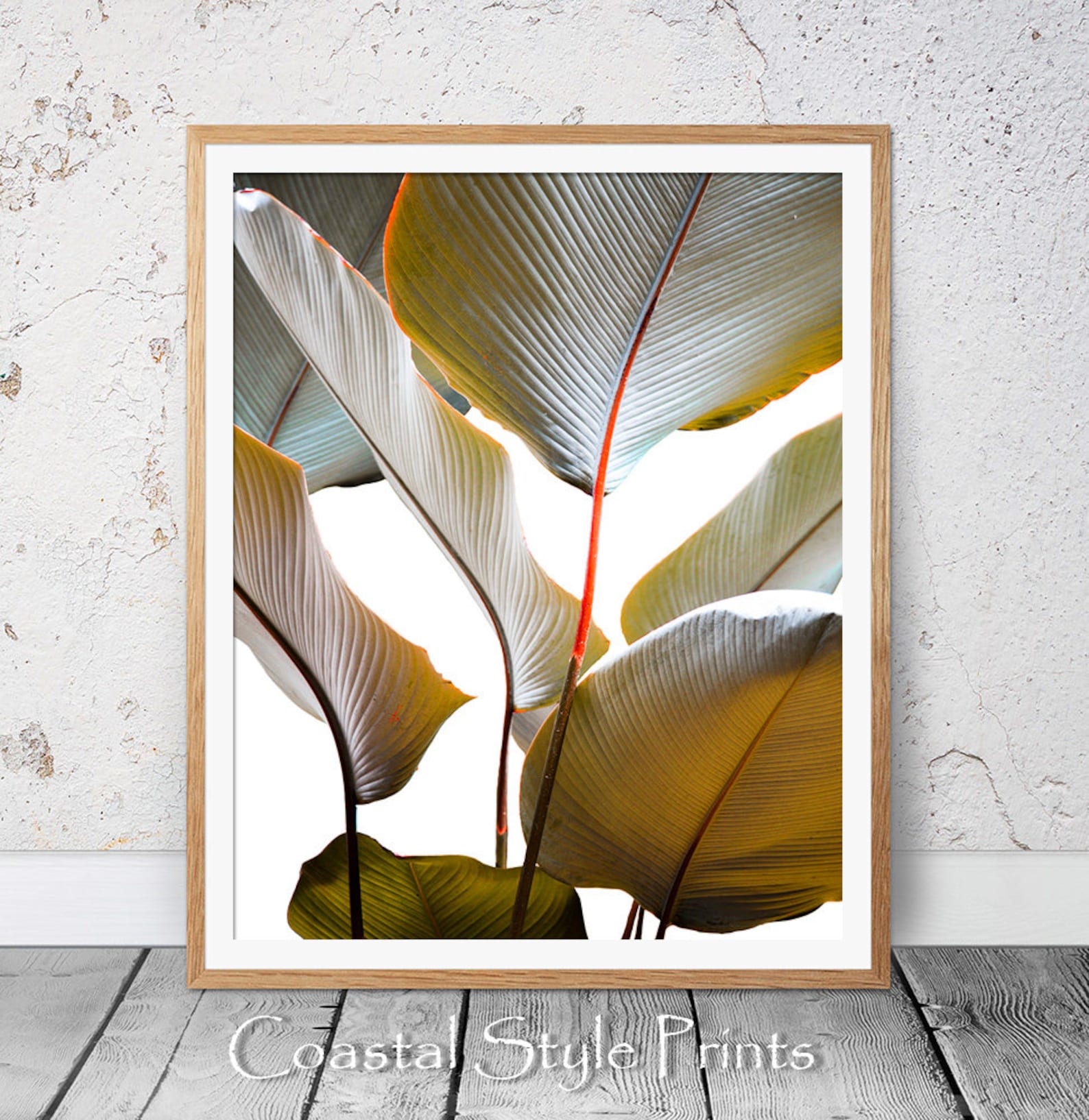 Tropical Print Set, Banana Leaves Print, Wall Decor Set of 2 Wall Art ...