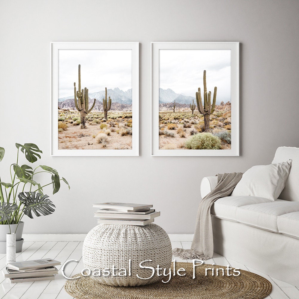 Desert Cactus Prints Wall Art, Set of 2 Prints, Desert Print, Cactus ...