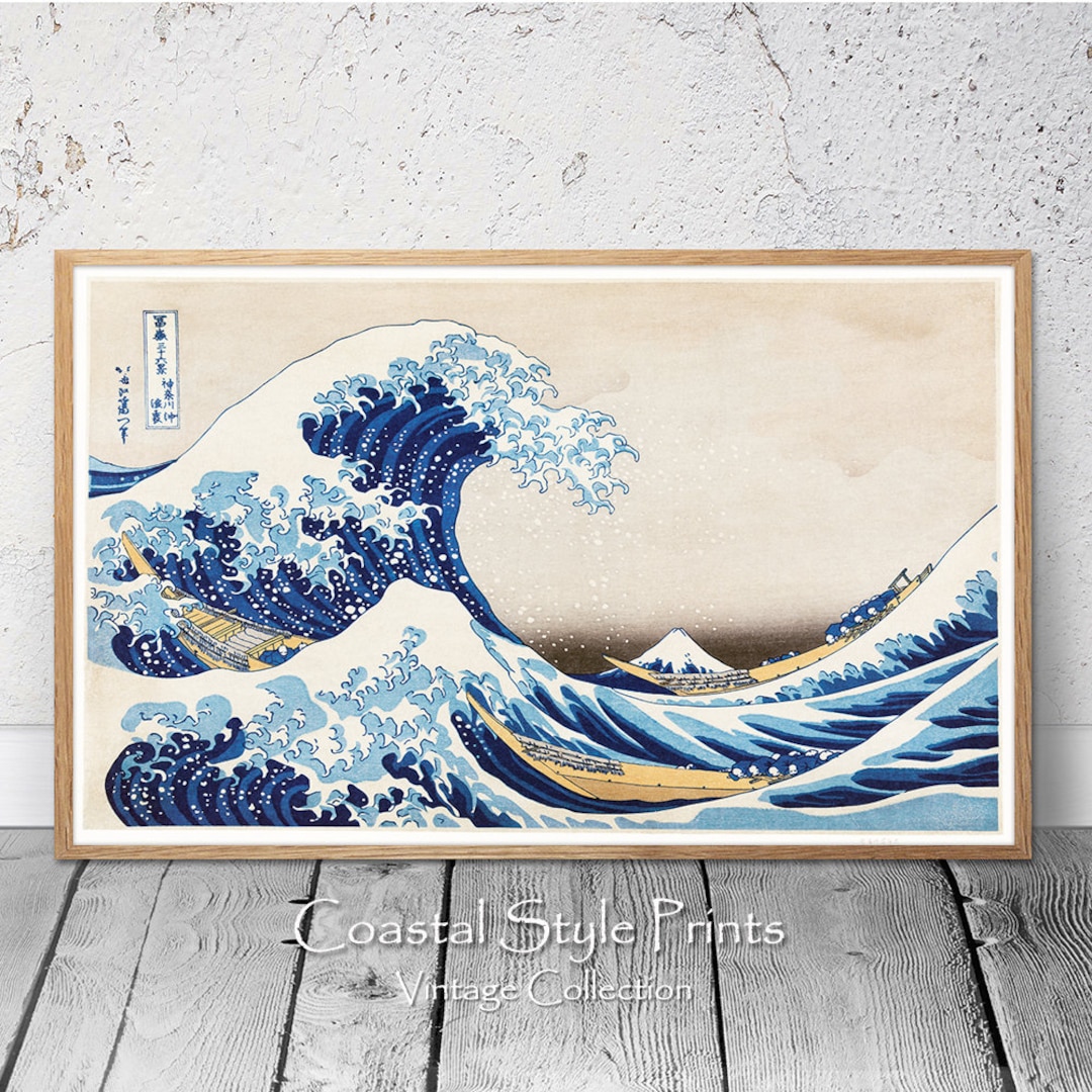 The Great Wave Blue PRINTABLE Vintage Painting | Ocean Seascape Art ...