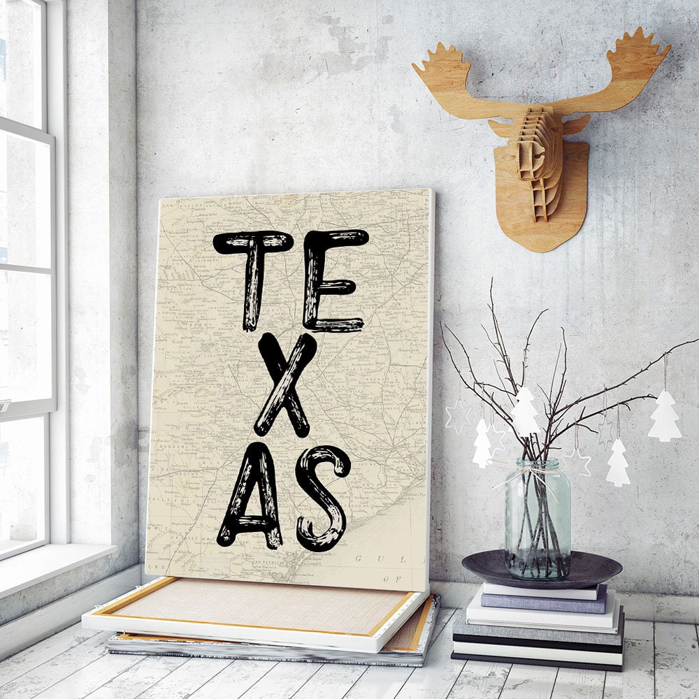 TEXAS Poster, Texas Wall Decor, Vintage Texas Map, Texas Print Neutral ...