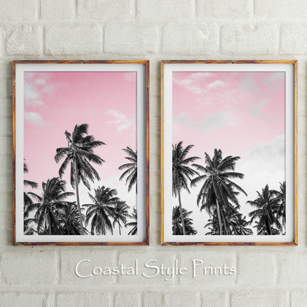 Tropical Palm Trees Prints, Pink Art Print, Blush Pink Wall Decor ...