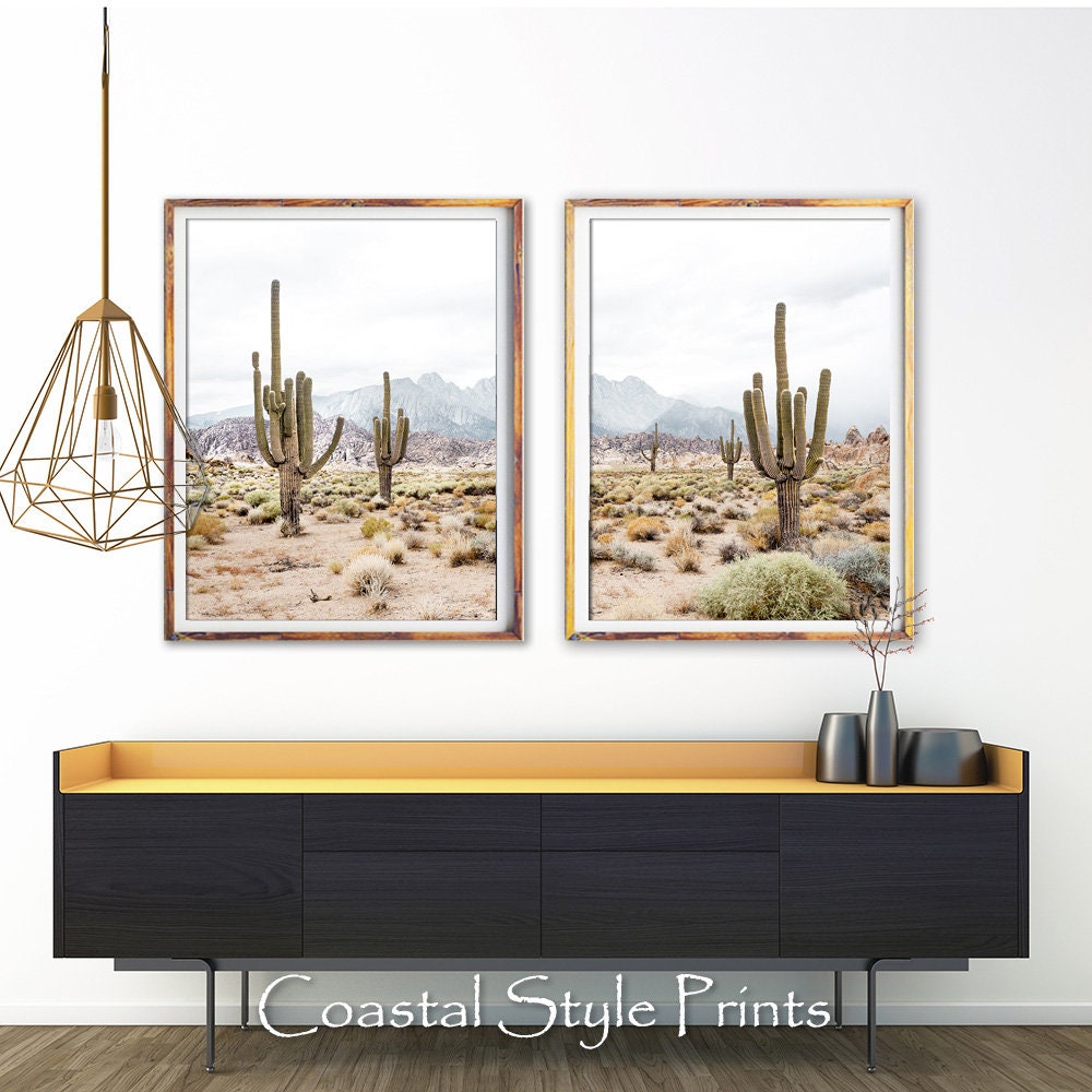 Desert Cactus Prints Wall Art, Set of 2 Prints, Desert Print, Cactus ...