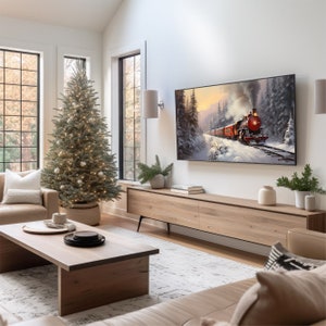 Christmas Frame TV Art, Vintage Train for Tv, Winter Wonderland ...