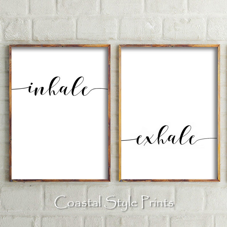 Inhale Exhale Print, Set of 2,inhale Exhale Poster,black and White ...